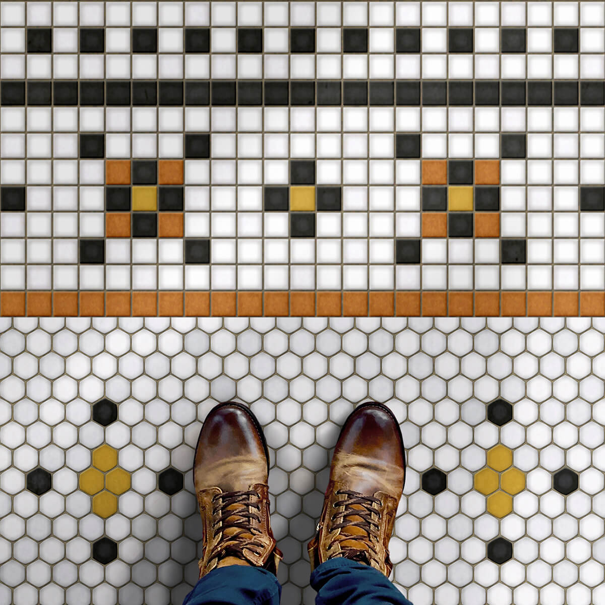 Mosaic Rugs | Vintage Vinyl Tile Rugs | Monroe and Leisure